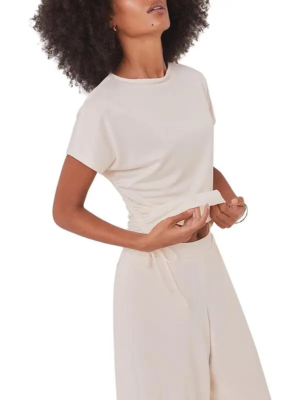 Mint Velvet Jersey Ruched Tie Detail Top - Ivory