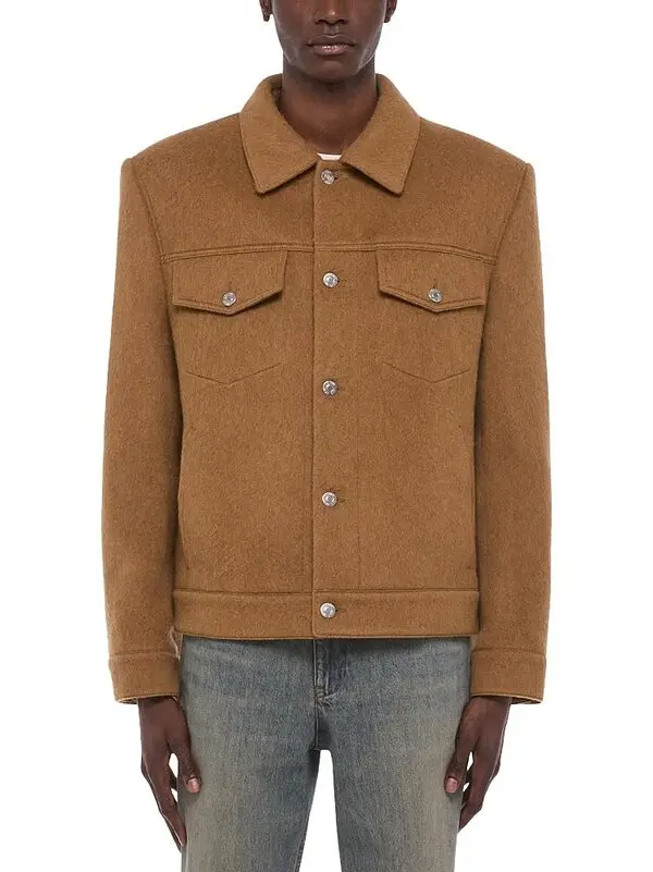 Helmut Lang Hairy Wool Blend Trucker Jacket - Dark Camel