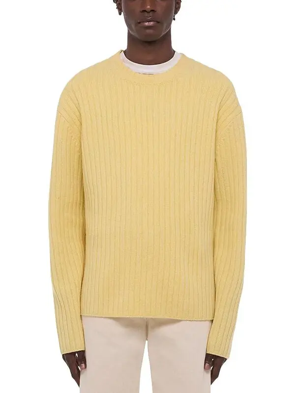 Helmut Lang Ribbed Crewneck Wool Sweater - Sunlight