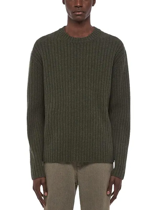 Helmut Lang Ribbed Crewneck Wool Sweater - Thyme