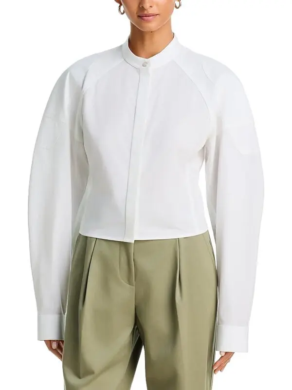 Helmut Lang Cotton Band Collar Shirt - White