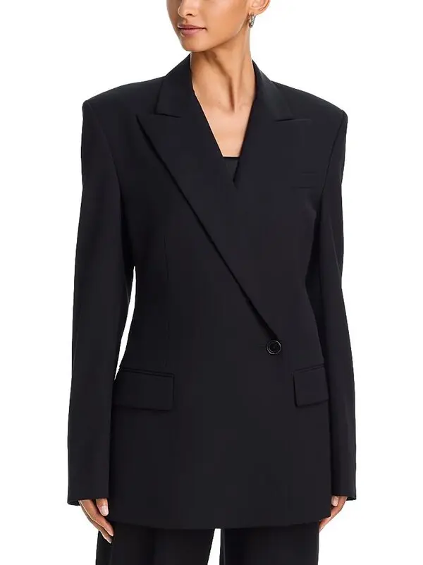 Helmut Lang Belted Asymmetrical Button Blazer - Black