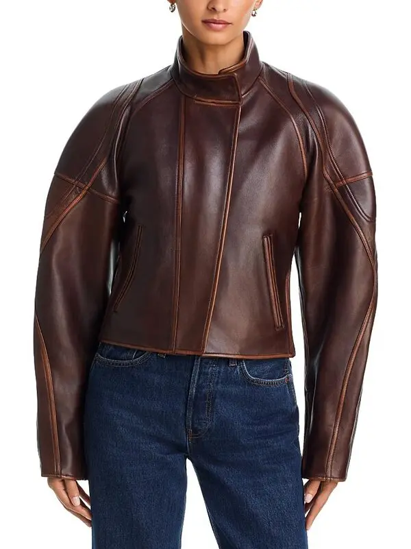 Helmut Lang Leather Zip-up Jacket - Saddle