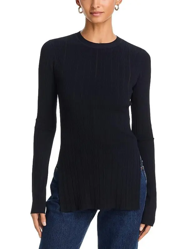 Helmut Lang Rib Slit Crewneck Top - Black