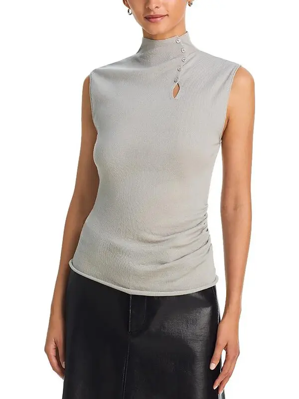 Helmut Lang Sleeveless Button Top - Light Grey