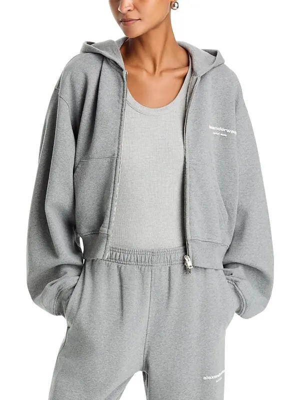 Alexander Wang Zip Up Logo Hoodie - Sidewalk