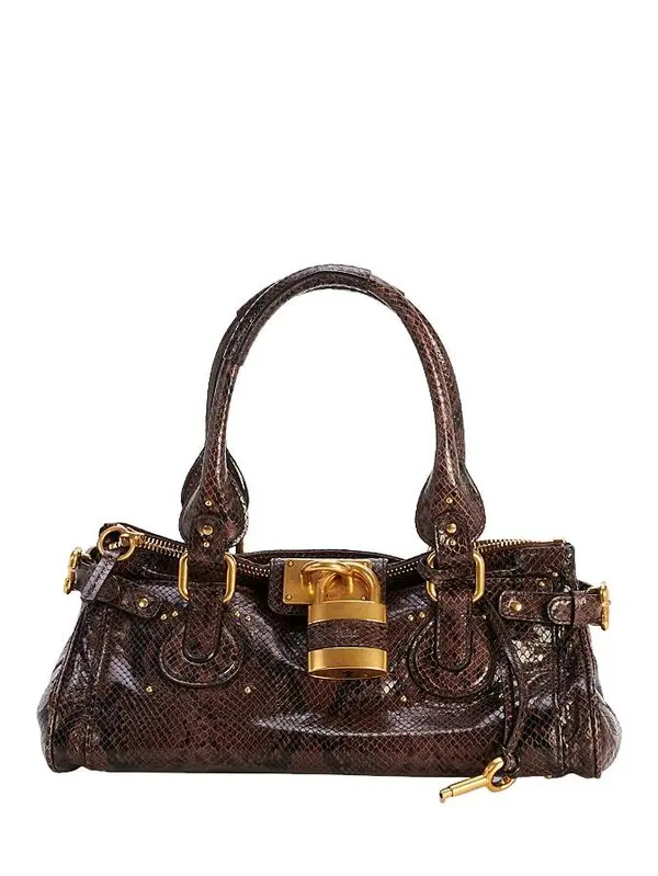 Chloé Paddington Embossed Leather Shoulder Bag - Kohl Brown