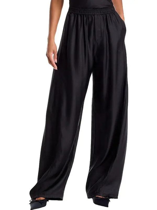 Alexander Wang Mid Rise Silk Track Pants - Black