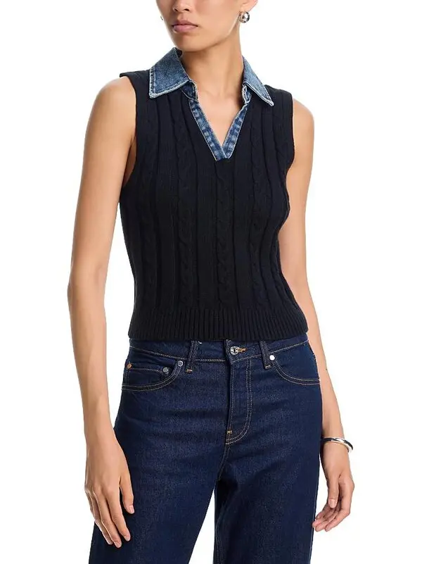 SIX FIFTY Monica Sleeveless Mixed Media Sweater - Black