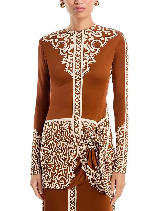 Johanna Ortiz Long Sleeve Top - Brown/ecru