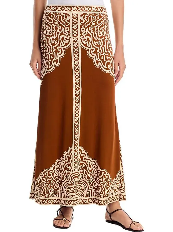 Johanna Ortiz Printed Maxi Skirt - Brown/ecru