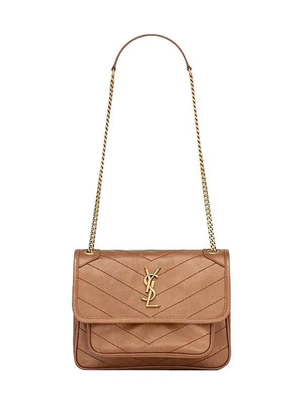 Saint Laurent Niki Baby Bag In Vintage Leather - Light Caramel