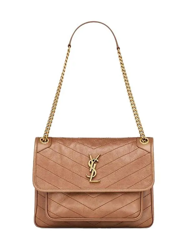 Saint Laurent Niki Medium Bag In Vintage Leather - Light Caramel