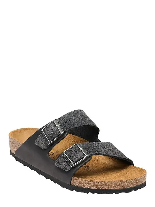 BIRKENSTOCK Arizona Mixed Leather Sandals - Charcoal
