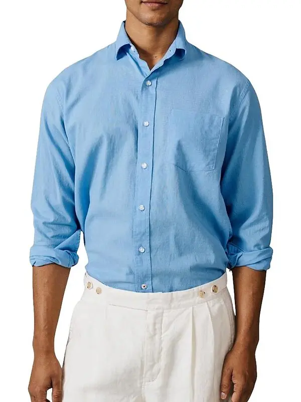 Aubin Grainsby Linen Cotton Relaxed Shirt - Pale Blue