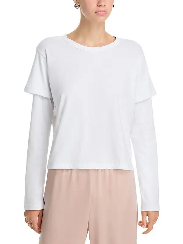 LESET Margo Layered Long Sleeve Top - White