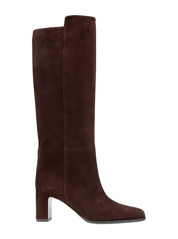 JIMMY CHOO Caly Suede Block Heel Knee High Boots - Chocolate