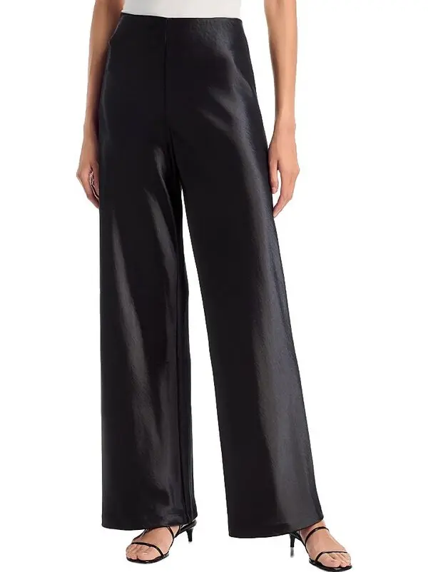 Aqua Satin Bias Cut Pants - Black