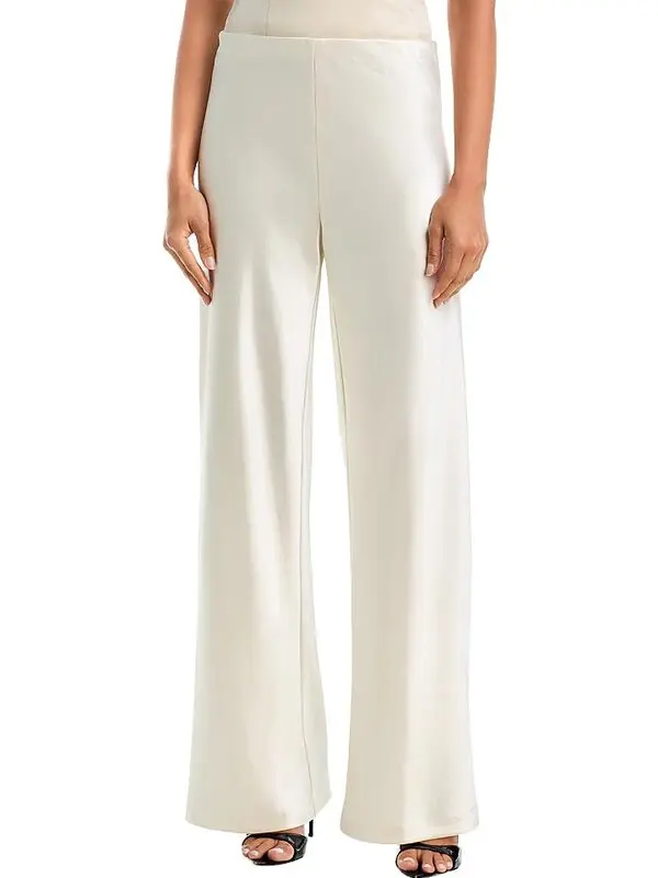 Aqua Satin Bias Cut Pants - Ivory