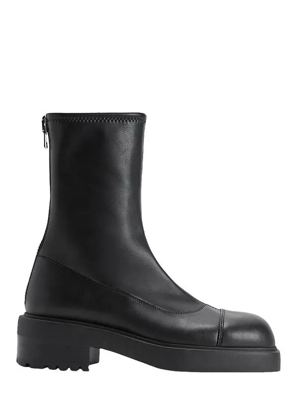 GIUSEPPE ZANOTTI Junney Leather Combat Boots - Black/silver