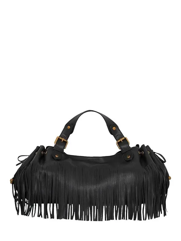 Gerard Darel 24h Fringes Leather Handbag - Black