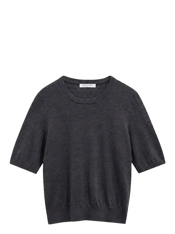 Gerard Darel Reine Short Sleeve Merino Wool Sweater - Charcoal