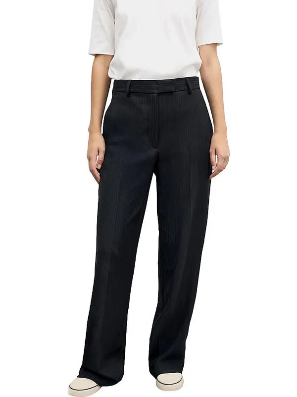 Gerard Darel Mimi Pinstriped Wide Leg Pants - Black