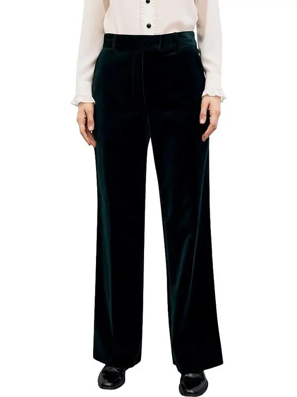 Gerard Darel Mya Velvet Wide Leg Pants - Green