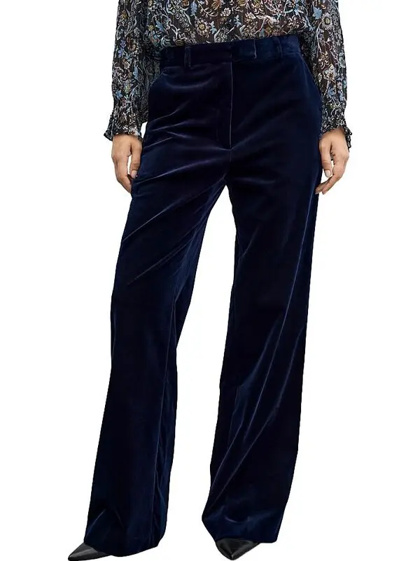 Gerard Darel Mya Velvet Wide Leg Pants - Navy