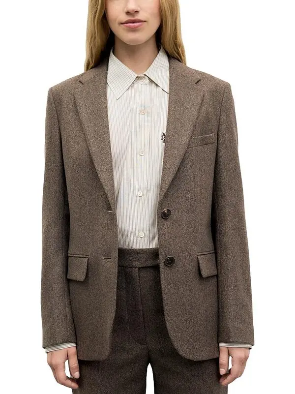 Gerard Darel Two Button Notch Lapel Jacket - Brown