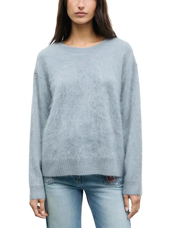 Gerard Darel Rida Brushed Cashmere Crewneck Sweater - Blue