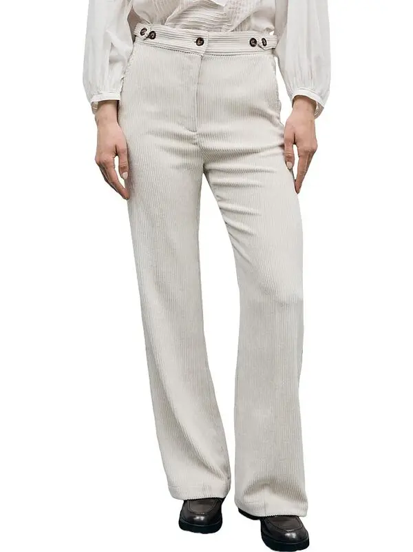Gerard Darel Maev Corduroy Straight Pants - Beige
