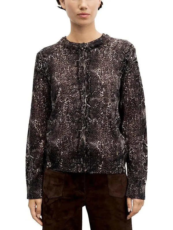 Gerard Darel Rouba Printed Wool Button-front Sweater - Brown