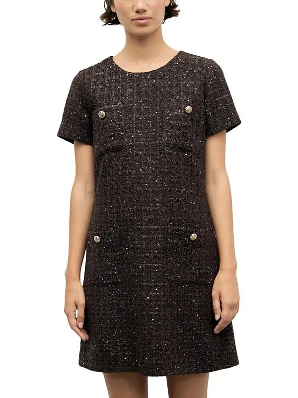 Gerard Darel Coni Tweed Mini Dress - Brown