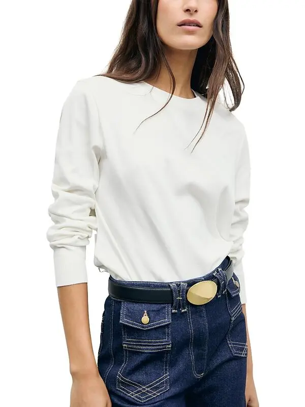 Gerard Darel Bara Cotton Long Sleeve T-shirt - Ecru
