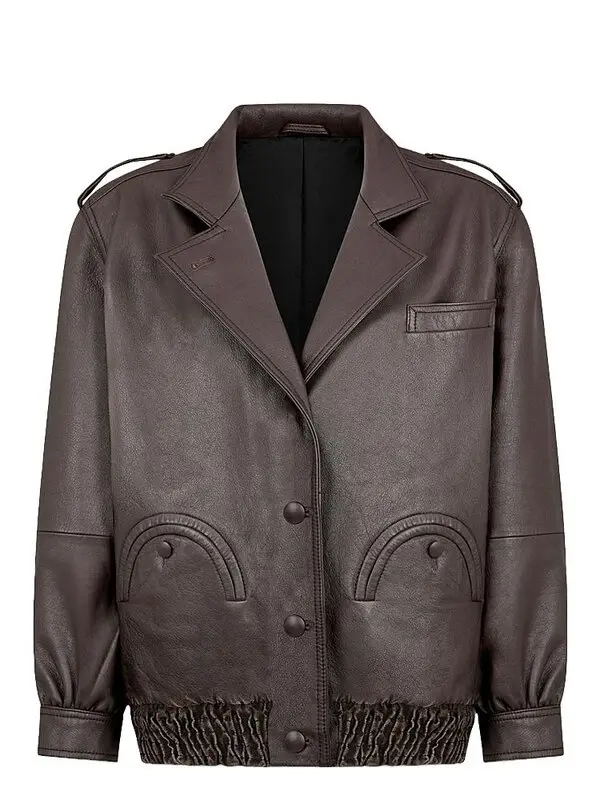 BLAZÉ MILANO Ares Charlie Leather Bomber Jacket - Ebano