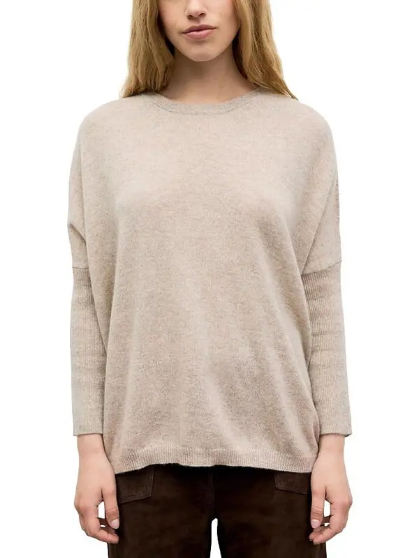 Gerard Darel Reta Cashmere Sweater With Ribbed Sleeves - Beige