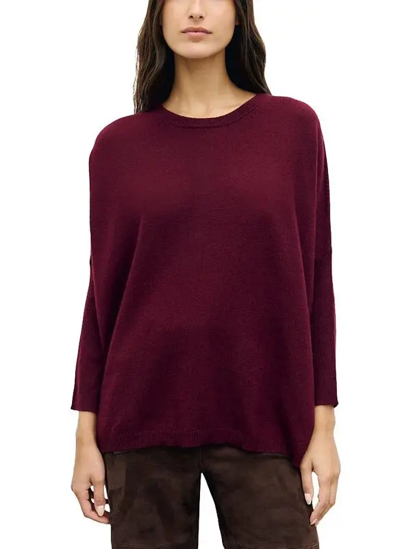 Gerard Darel Reta Cashmere Ribbed Sleeve Sweater - Redwine