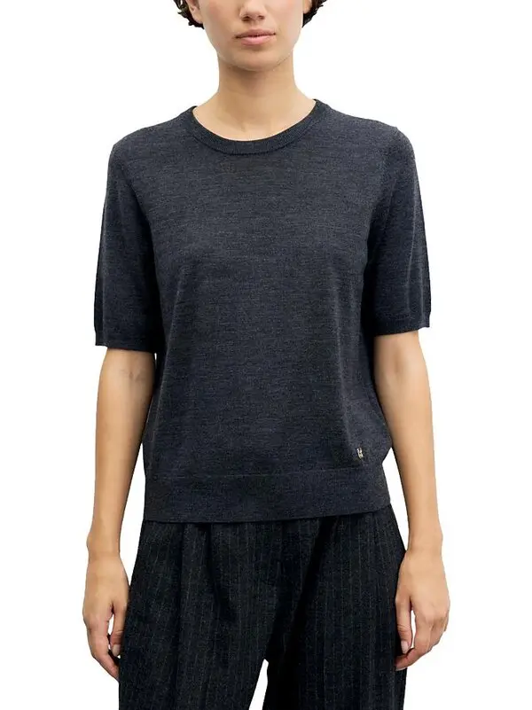 Gerard Darel Becky Elbow Sleeve Top - Charcoal