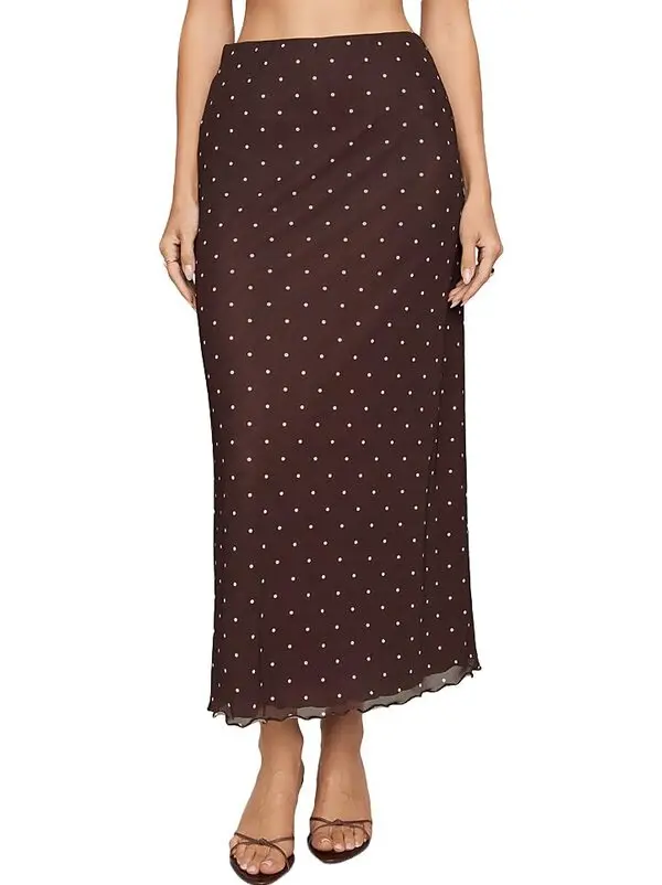 Z Supply Eda Polka Dot Mesh Midi Skirt - Dark Chocolate