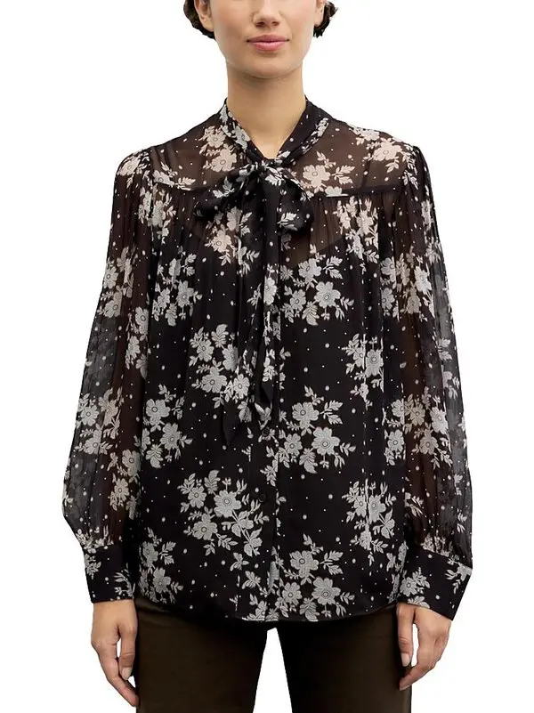 Gerard Darel Loa Tie Neck Blouse - Brown