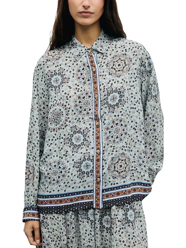 Gerard Darel Printed Button Front Blouse - Bluesky