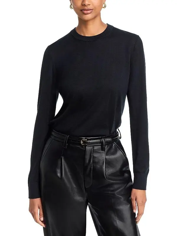 Michael Kors Merino Wool Blend Crewneck Sweater - Black
