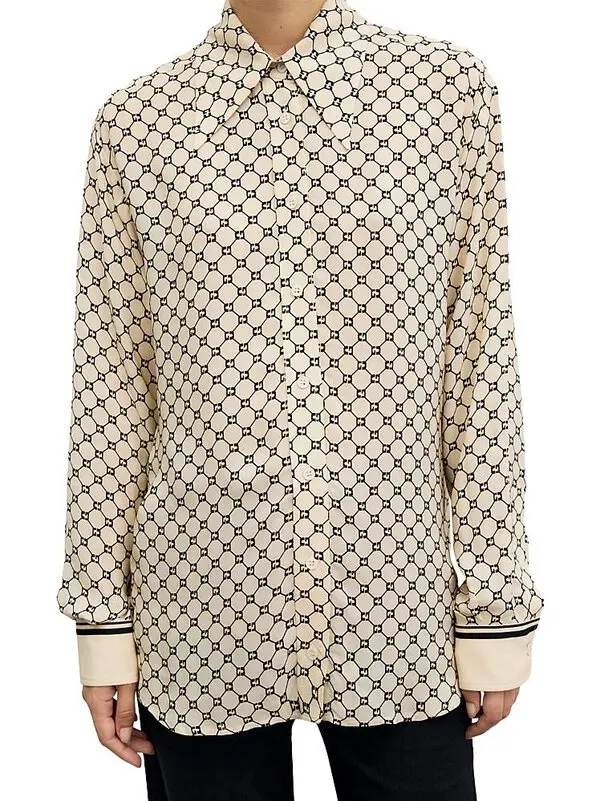 Gerard Darel Jimi Printed Button Front Blouse - Ecru