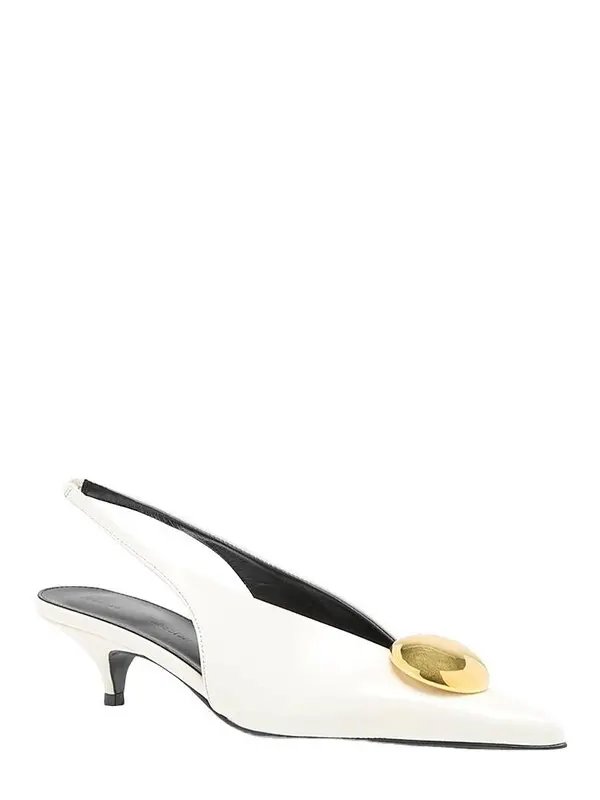 Proenza Schouler Dome Slash Slingback Leather Pumps - Ivory