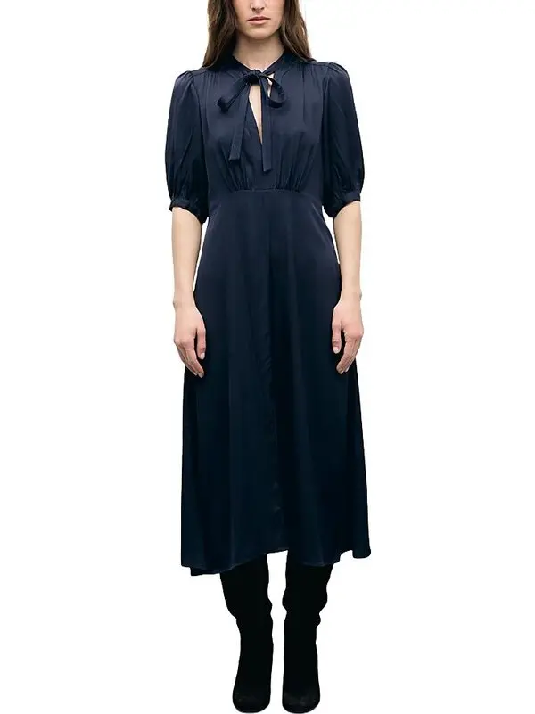 Gerard Darel Puffed Sleeve Midi Dress - Ink