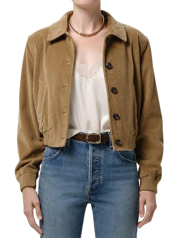 Citizens Of Humanity Lola Eve Cropped Bomber Jacket - Amber