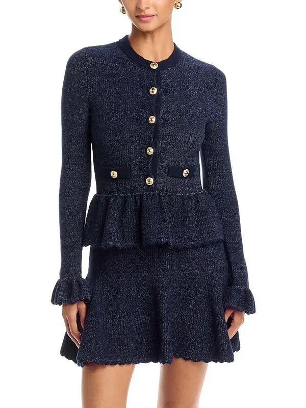 SELF-PORTRAIT Textured Knit Mini Dress - Navy