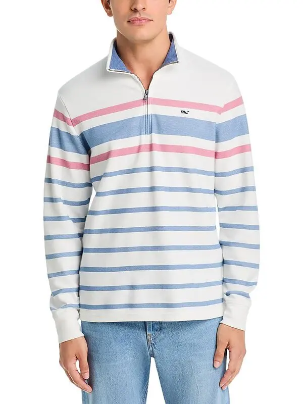 Vineyard Vines Engineered Breton Stripe Quarter Zip Sweater - Multi
