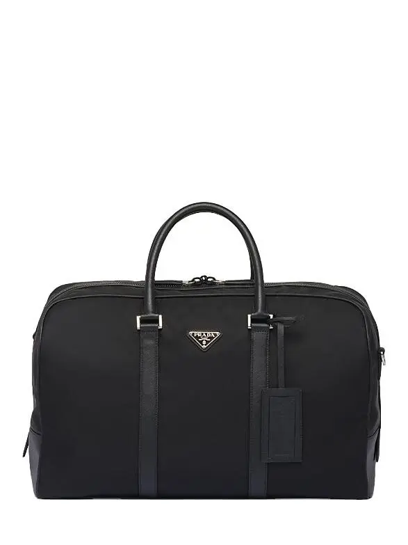 Prada Re-nylon And Saffiano Leather Duffel Bag - Black